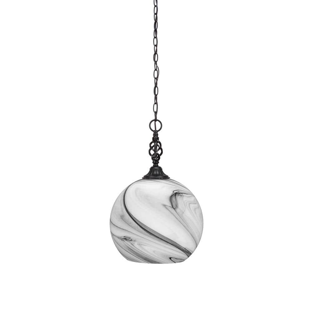 Bridgewater 100-Watt 1-Light Matte Black Shaded Pendant Light with 11. ...