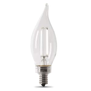 Feit Electric 60-Watt Equivalent BA10 E12 Candelabra Dim Filament CEC Frosted Glass Chandelier ...