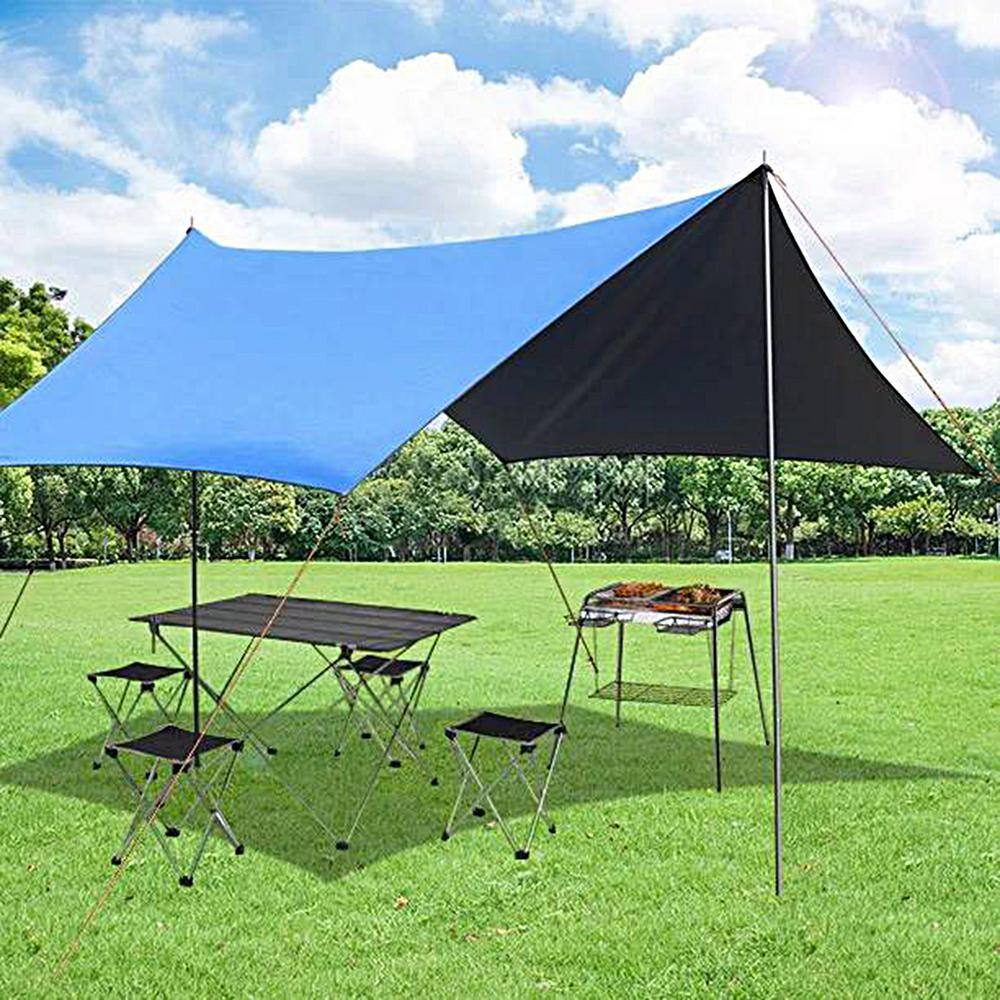 10 ft. x 10 ft. Blue Beach Tent Sun Shelter with 6 Sandbags LWM ...