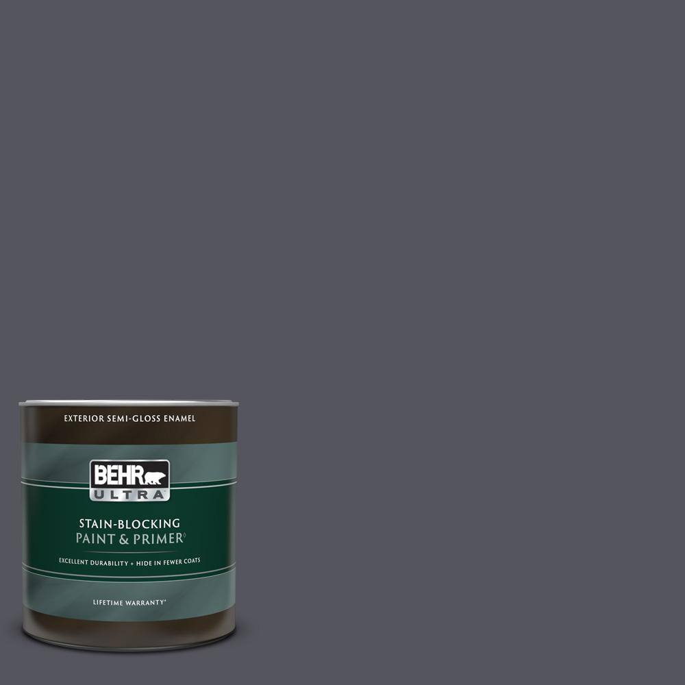 BEHR ULTRA 1 qt. #N540-7 Coal Mine Semi-Gloss Enamel Exterior Paint ...