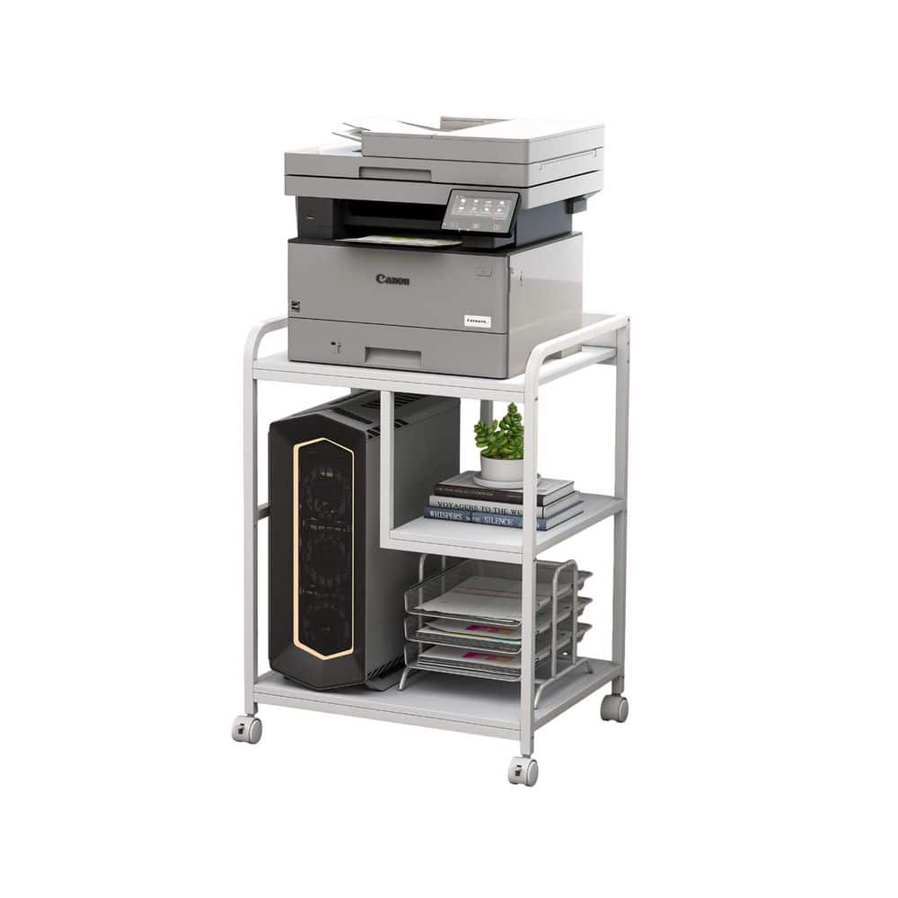 Ahfiwaso 3 Tier Large Printer Stand Table with Storage Shelf and Wheels ...