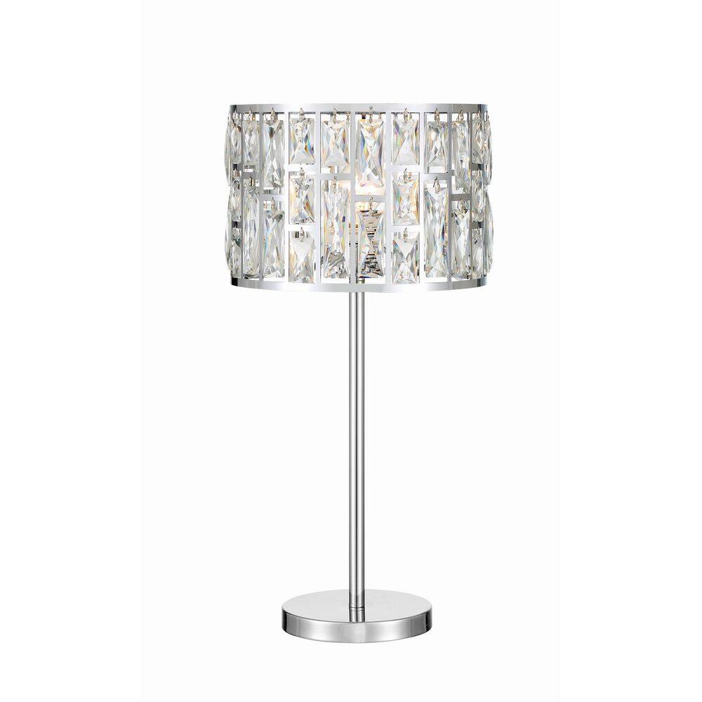 Hampton Bay Kristella 24 in. Chrome Table Lamp with Crystal Shade 45431 ...