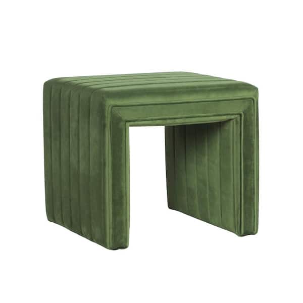 Benjara Ada Green Velvet Square Accent Ottoman BM334151 - The Home Depot