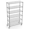 FUNKOL 6-Tier Heavy-Duty Storage Wire Rack with Wheels, Black 6000 lbs. NSF Height Adjustable ...