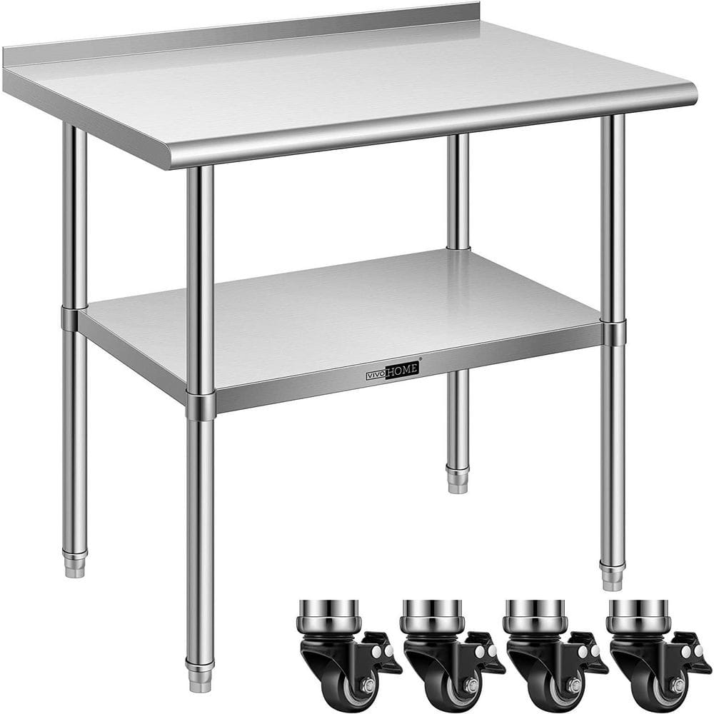 VIVOHOME 24 x 36 in. Stainless Steel Kitchen Utility Table with ...