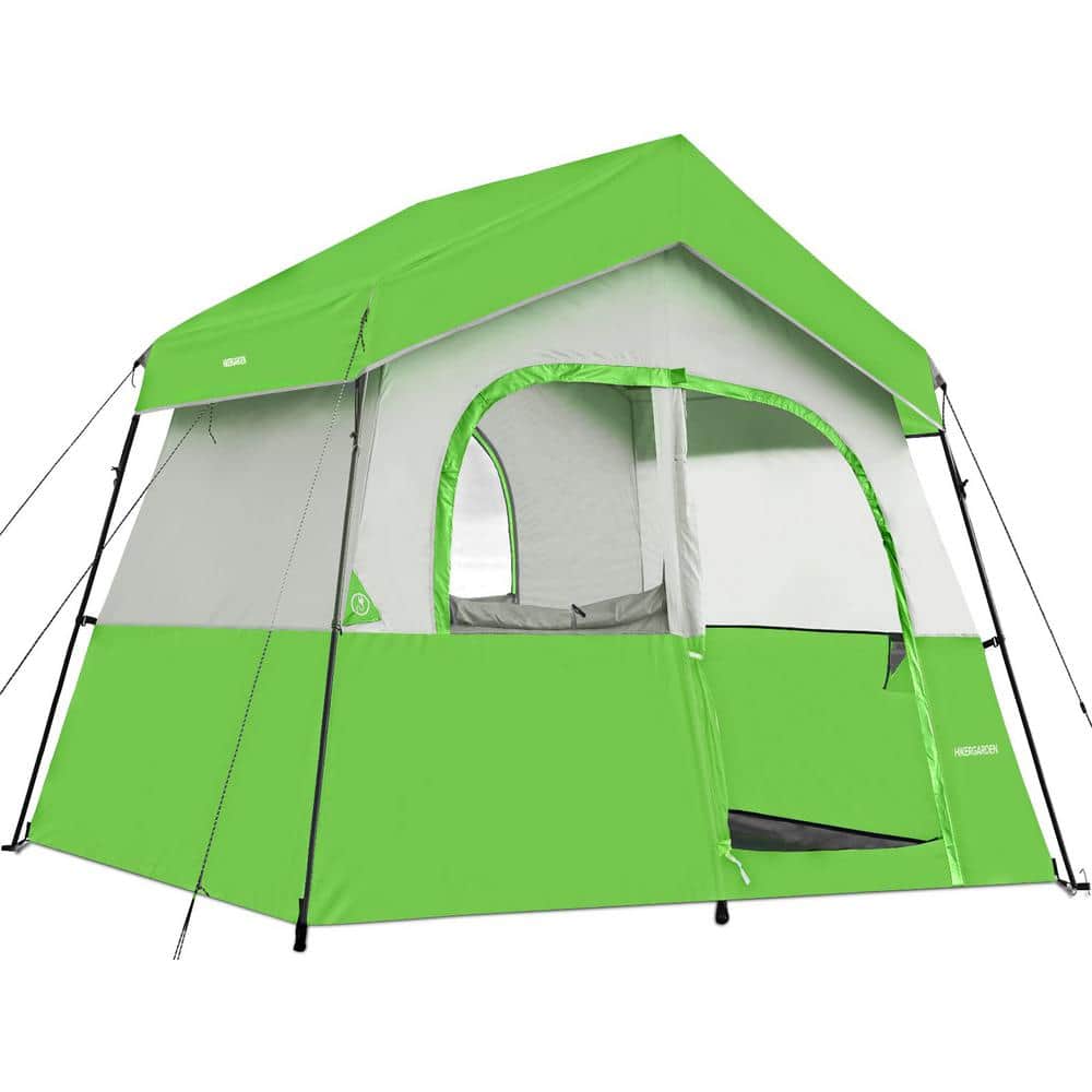 Sudzendf Green 6-Person Portable Camping Tent, Windproof Fabric, Easy ...