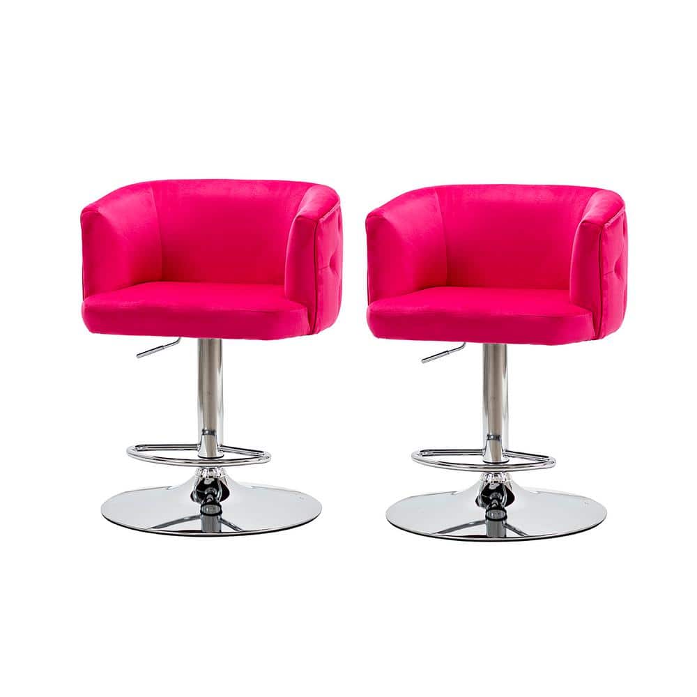 JAYDEN CREATION Magali 35.5 in. Fuchsia Bar Stool with Metal Swivel ...
