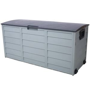 75 Gal. Gray Resin Outdoor Storage Bench with Wheel FF-S138-L - The ...