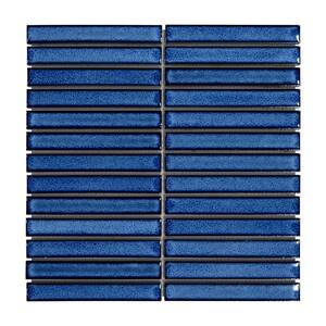 sunwings Stacked Mixed Blue 6 in. x 6 in. Glossy Porcelain Floor and ...