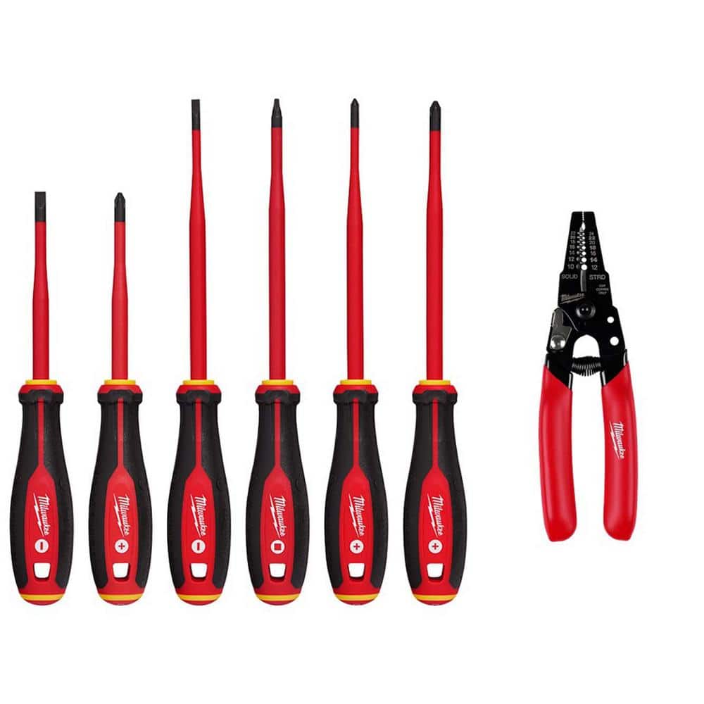 Milwaukee 1000-Volt Insulated Slim Tip Screwdriver Set with 10-24 AWG ...
