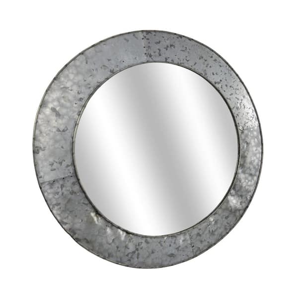 American Art Decor Medium Round Grey Mirror (21.75 in. H x 21.75 in. W ...