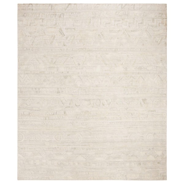 SAFAVIEH Elements 8 ft. x 10 ft. Ivory High-Low Striped Area Rug ...