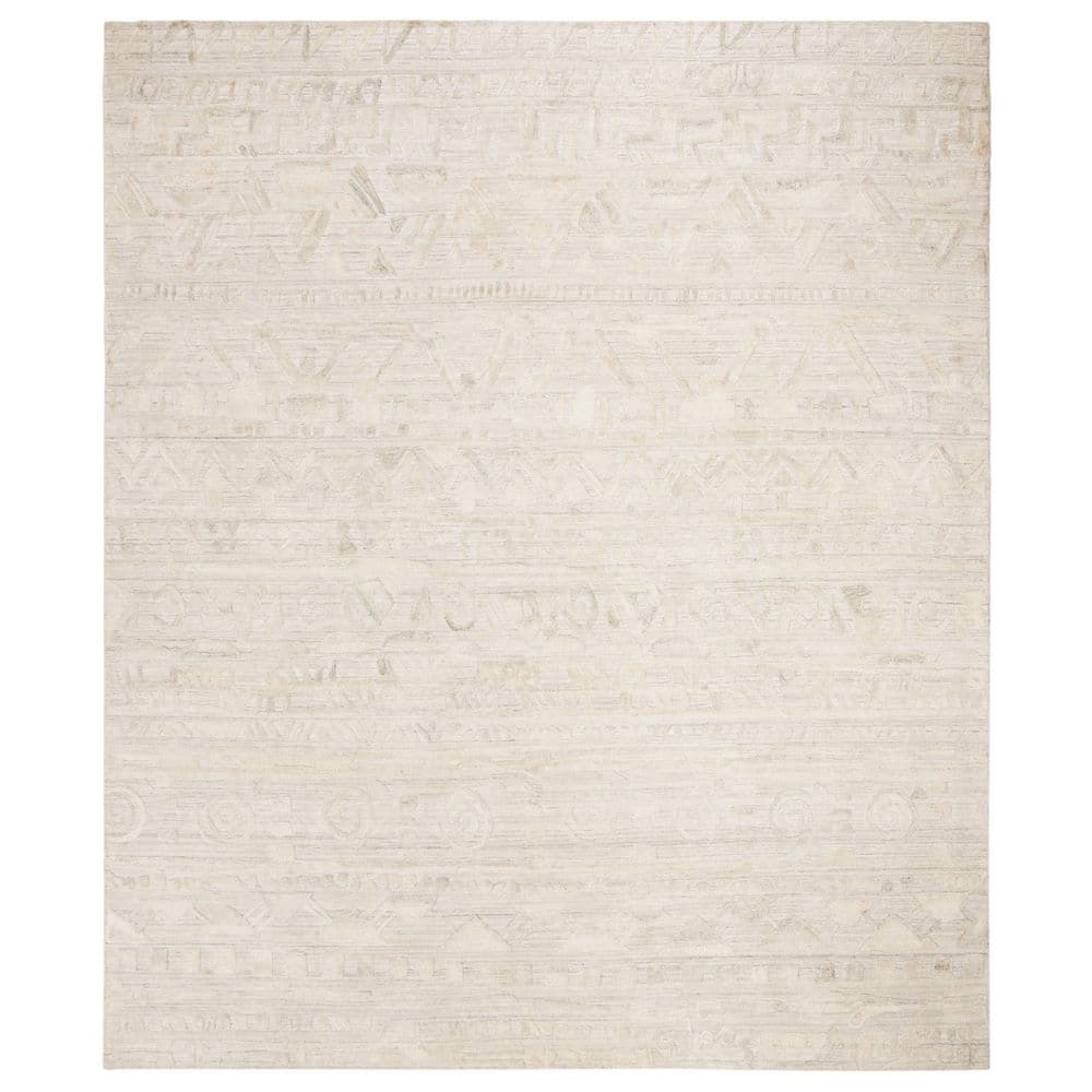 SAFAVIEH Elements 9 ft. x 12 ft. Ivory High-Low Striped Area Rug ...