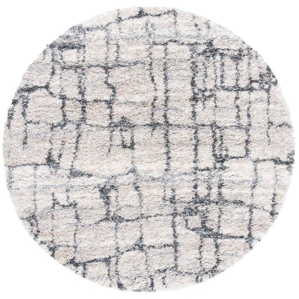 SAFAVIEH Fontana Shag 8 ft. x 8 ft. Ivory/Gray Distressed Abstract ...