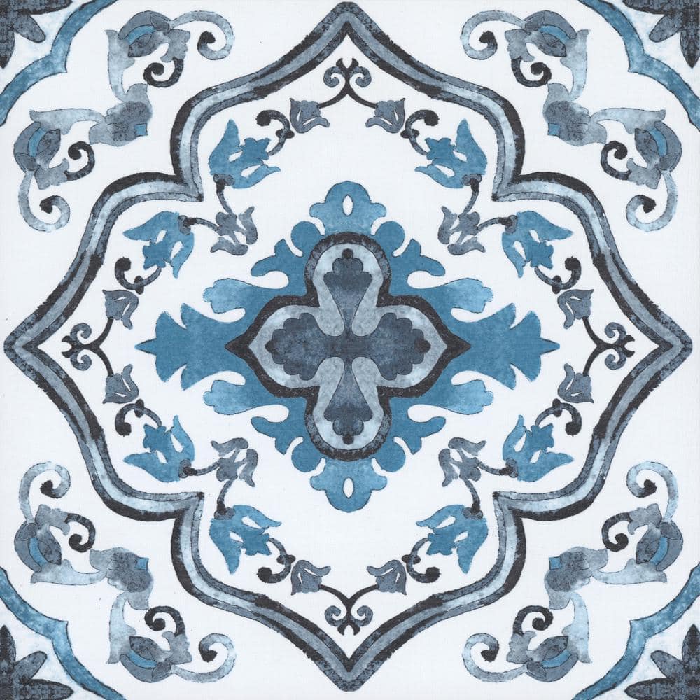 FloorPops Marrakesh 12 in. W x 12 in. L Blue Peel & Stick Vinyl Tile ...