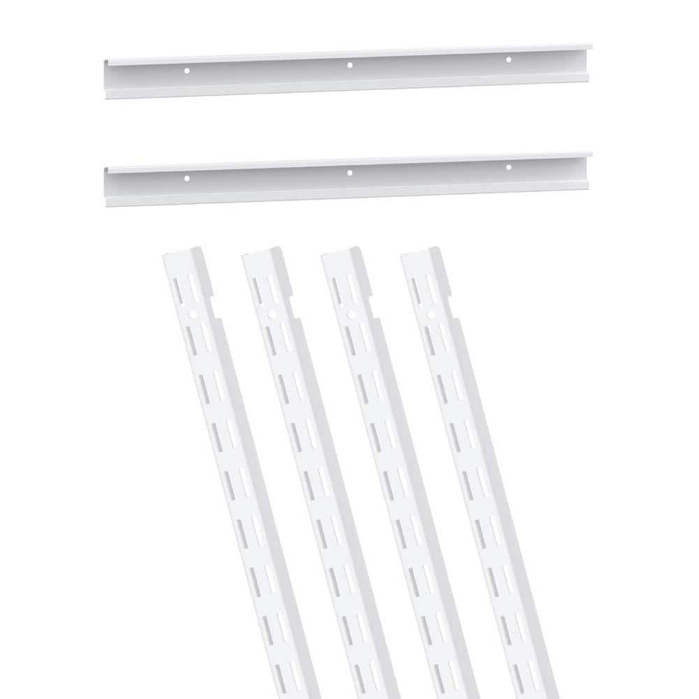 ClosetMaid ShelfTrack 24 in. White Hang Track (2 Pieces) and 60 in. x 1 ...