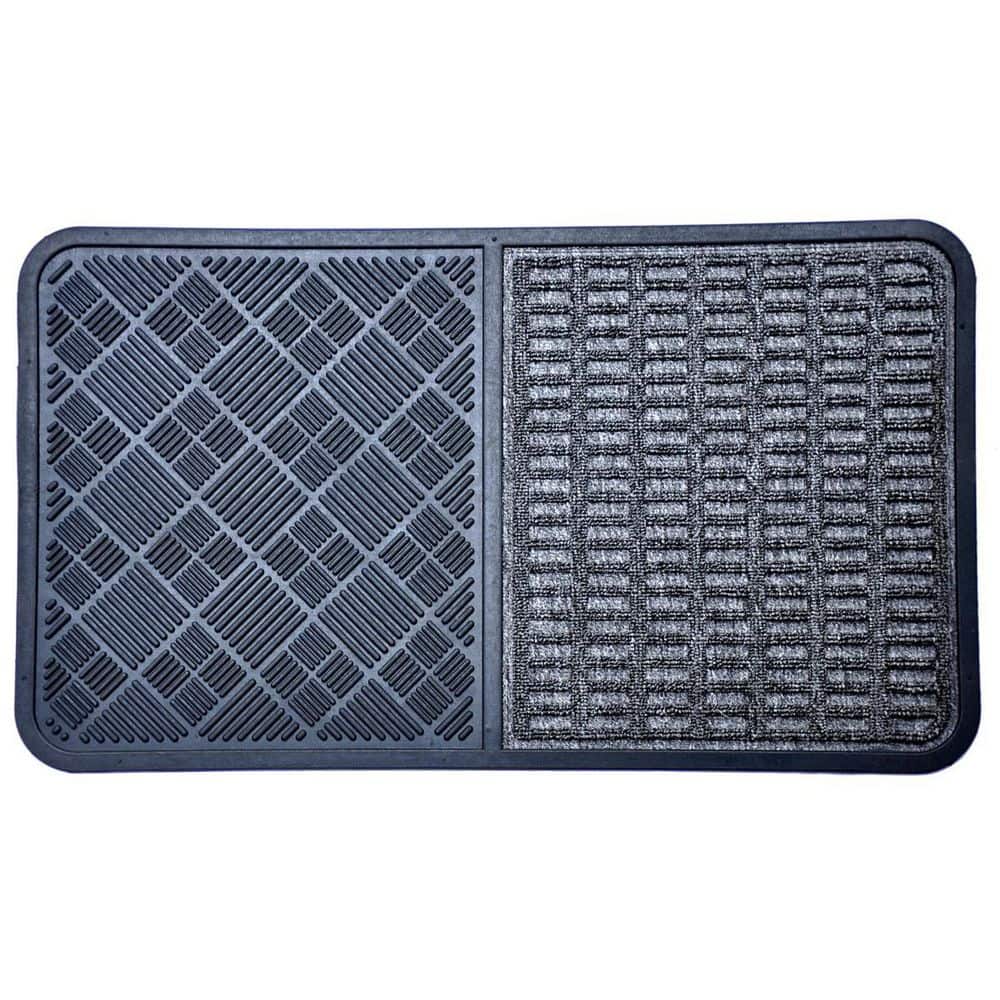HomeRoots 28 in. x 16 in. Gray Synthetic Outdoor Door Mat 2000577892 ...