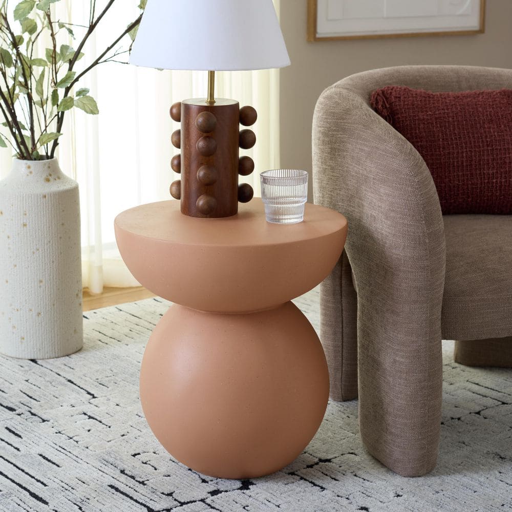 SAFAVIEH Ailani 17.13 in. Terracotta Round Stone End Table ACC2802C ...