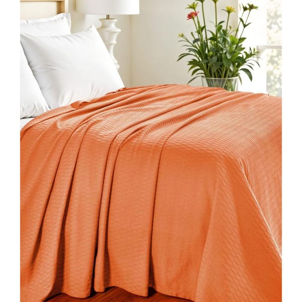 HomeRoots Burnt Orange Geometric Cotton Throw Blanket 2000549086 - The ...