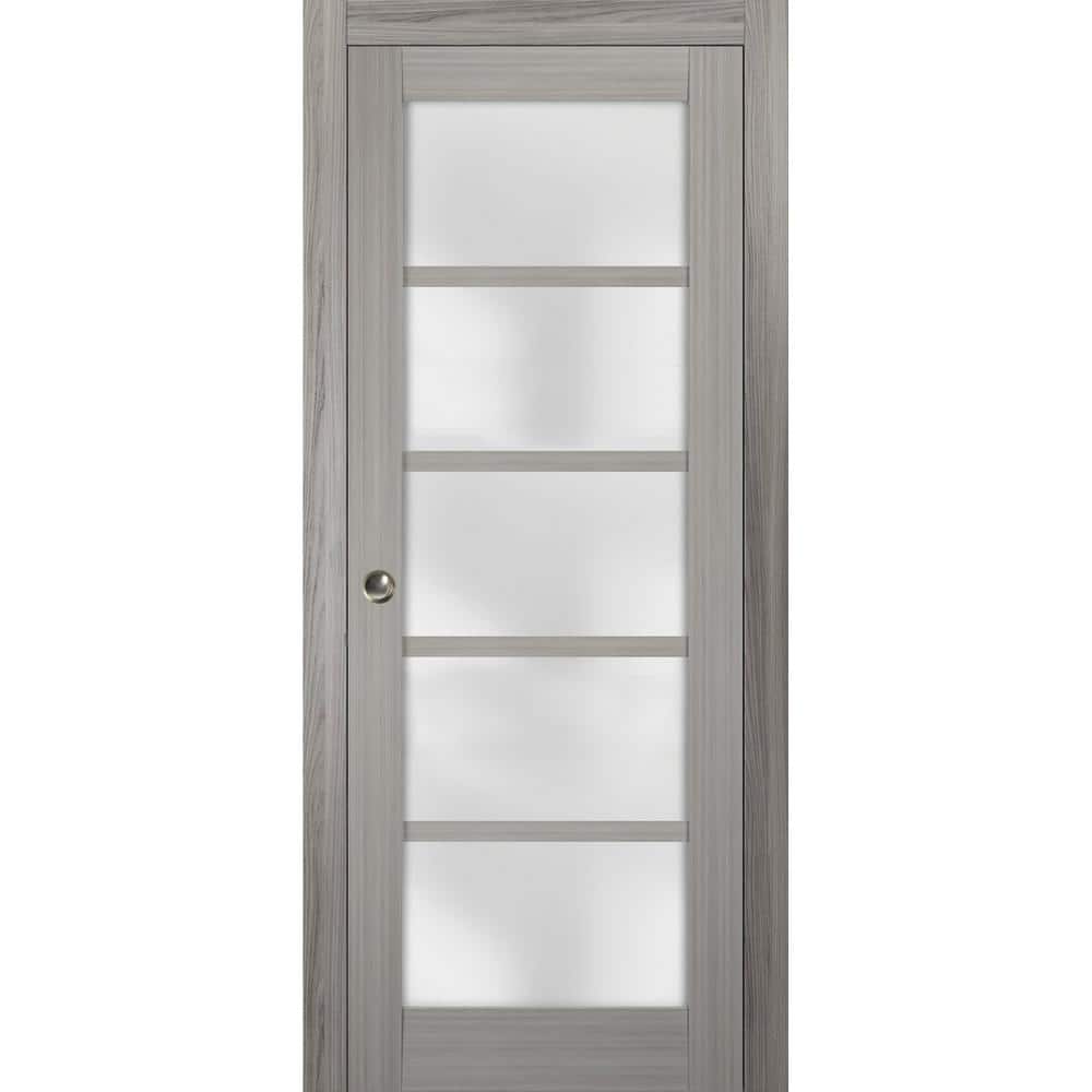 Sartodoors 28 in. x 84 in. 1 Panel Gray Ash Finished MDF Sliding Door ...