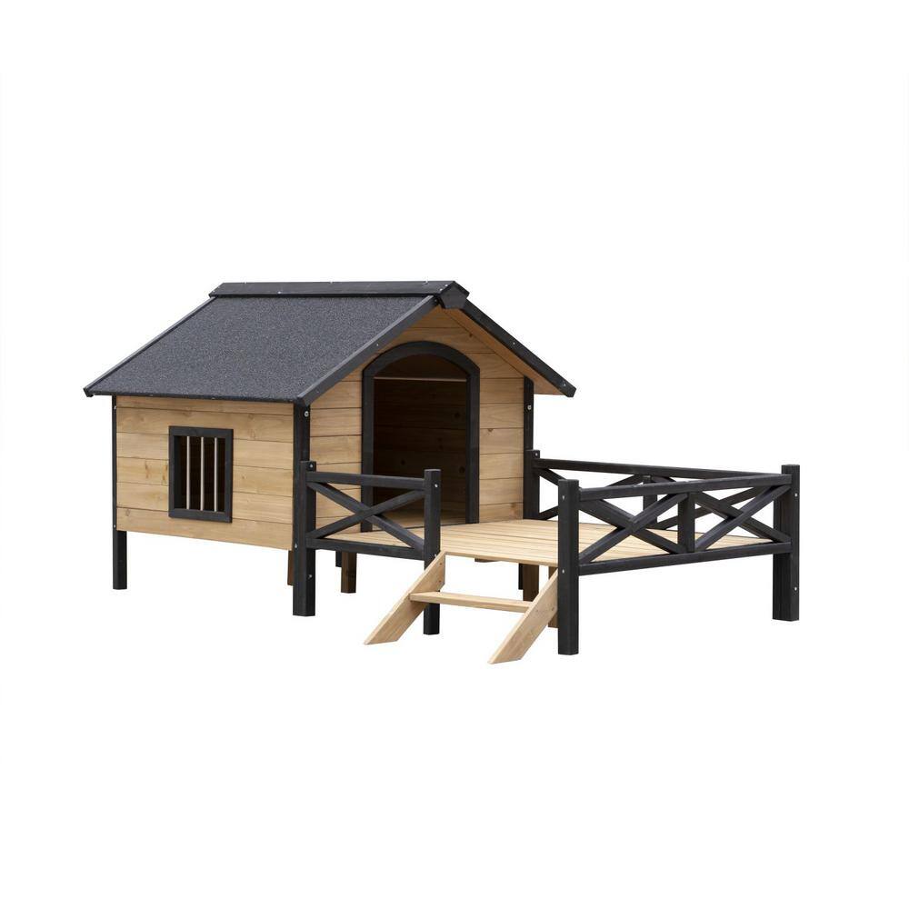 Miscool Anky Outdoor Large Wooden Cabin House Style Wooden Dog Kennel ...