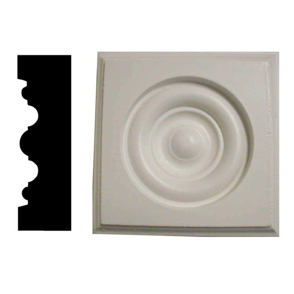 1 in. x 2-3/4 in. x 2-3/4 in. Pine Primed Rosette Corner Block Moulding ...