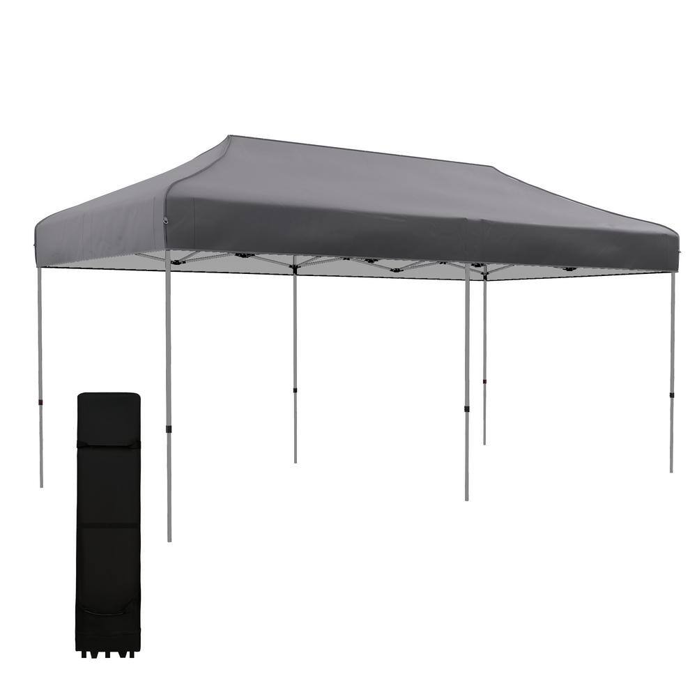 Sudzendf 10 ft. x 20 ft. Gray Pop Up Canopy Tent with Wheeled Carry Bag ...