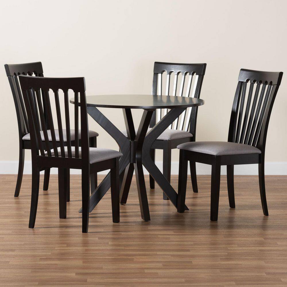 Baxton Studio Lore 5-Piece Grey and Dark Brown Dining Set 2569398 ...