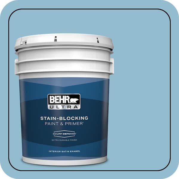 BEHR ULTRA 5 gal. #S490-3 Reef Blue Extra Durable Satin Enamel Interior ...