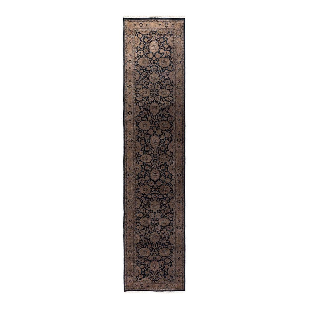Chloe & Olivia Home Overdyed Black 3 ft. x 12 ft. Solid Wool Indoor ...