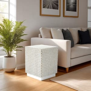 Carolina Chair & Table Hatteras 20 in. Round White Wood Vertical Weave ...