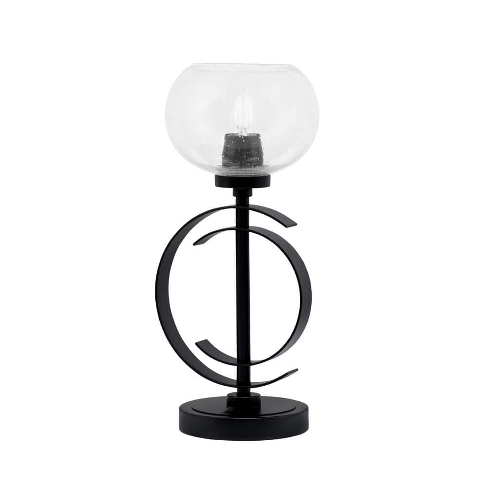 Delgado 16.5 in. Matte Black Piano Desk Lamp with Clear Bubble Glass ...