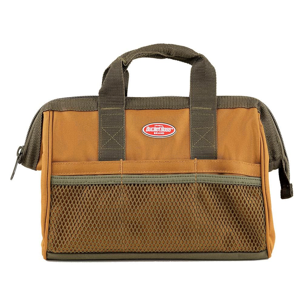 BUCKET BOSS 13 in. Gatemouth Tool Bag with Zippered Top and 7 Total ...