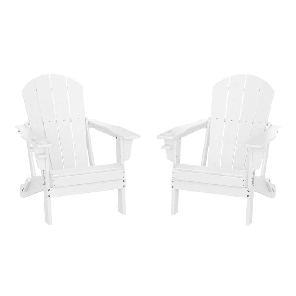 WESTIN OUTDOOR Alvaro White Outdoor Patio Weather Proof HDPE Plastic ...