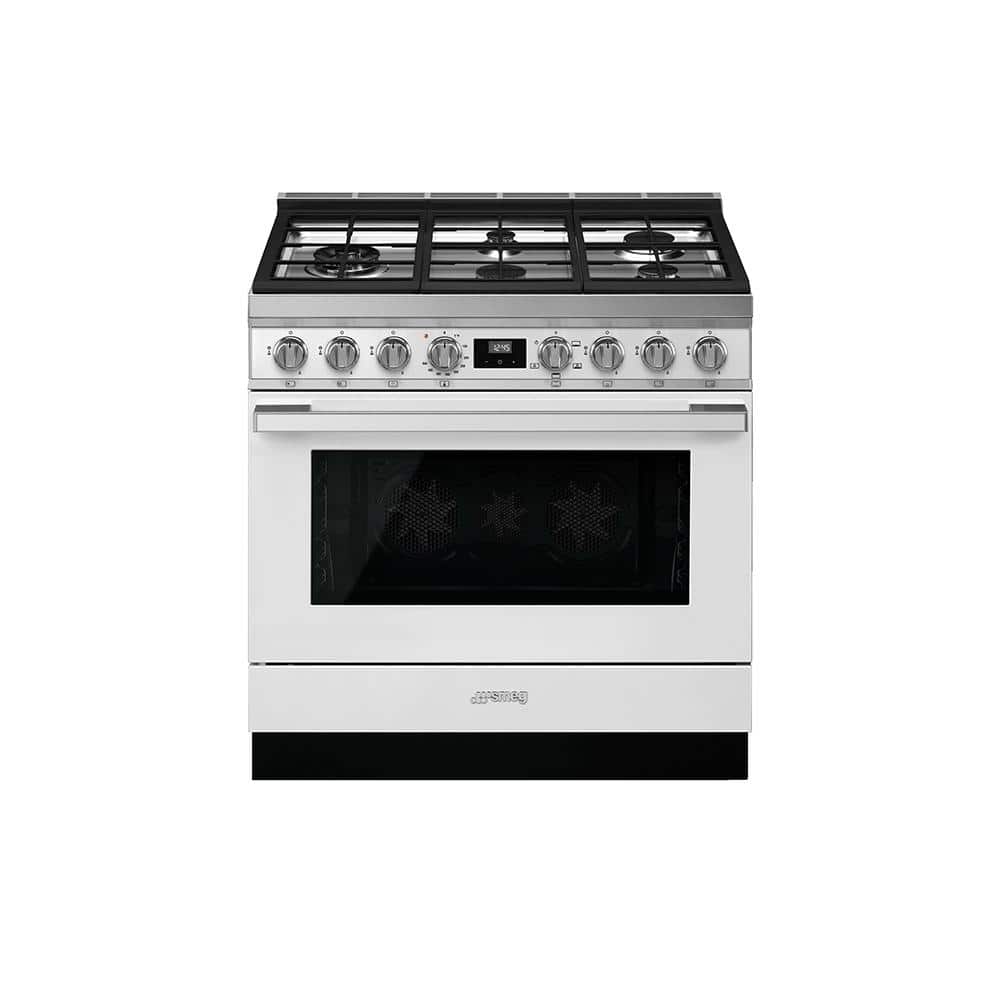 smeg Portofino Series 36" Range. All Gas. White CPF36UGGWH - The Home Depot