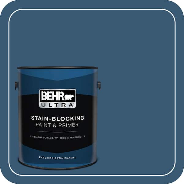 BEHR ULTRA 1 gal. #M500-6 Express Blue Satin Enamel Exterior Paint ...