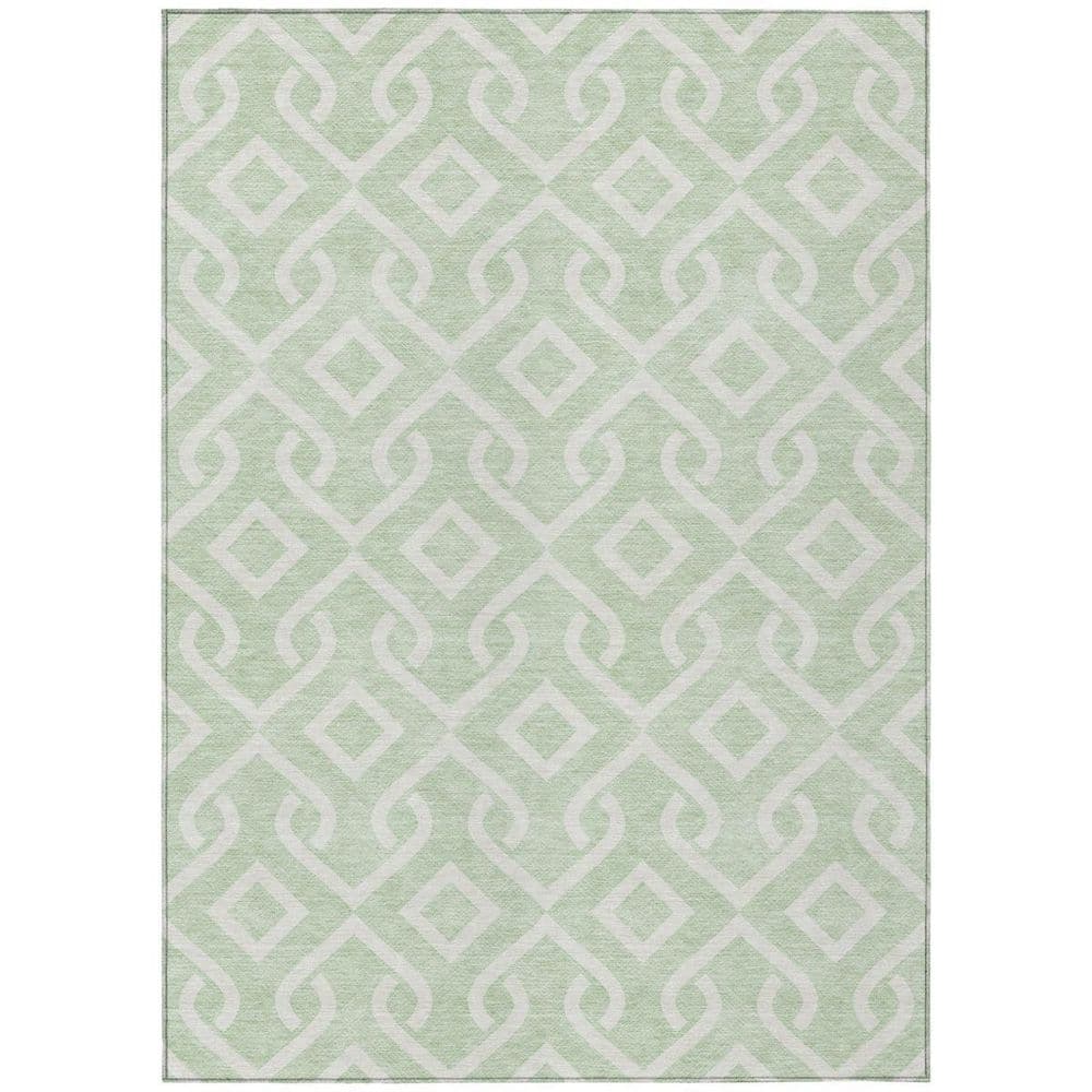 HomeRoots Mint Green, Ivory 3 ft. x 5 ft. Woven Geometric Polyester ...
