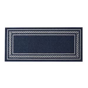 Nautica 3 ft. x 10 ft. Light Gray/White Rope Border Tufted Border ...