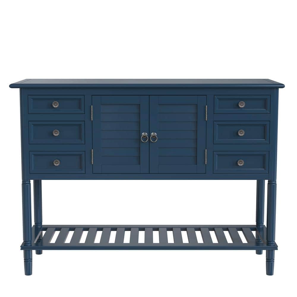 ATHMILE 45 in. Navy Blue Standard Rectangle Wood Console Table GZ ...