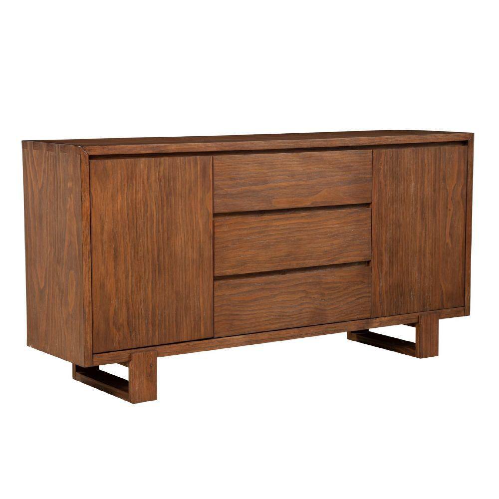 Benjara Brown Wood Top 68 in. Sideboard with 3 Drawers and 2 Doors ...