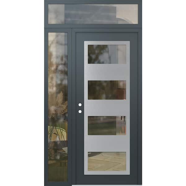 Tessari Doors C2 48 in. x 96 in. Silver P Right-Hand/Inswing Clear ...