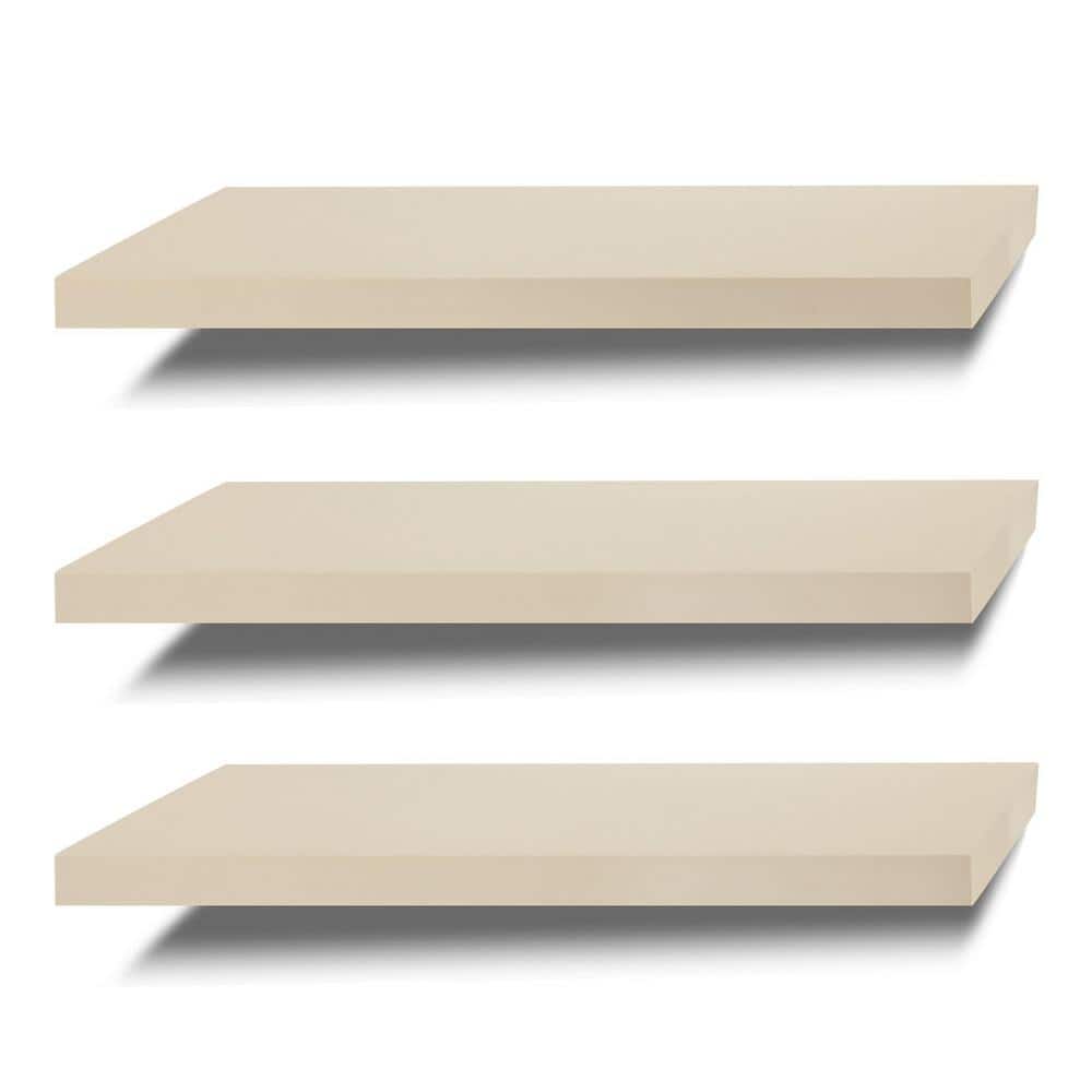17 in. W x 6 in Beige Solid Wood Decorative Wall Shelf, Set of 3 ...