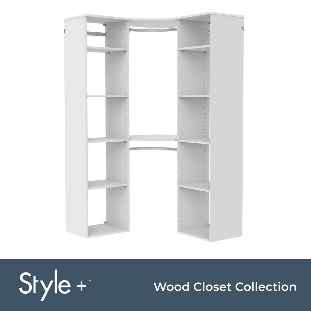 Corner Closet Tower White ECONOMY White Wardrobe Interior Hanging