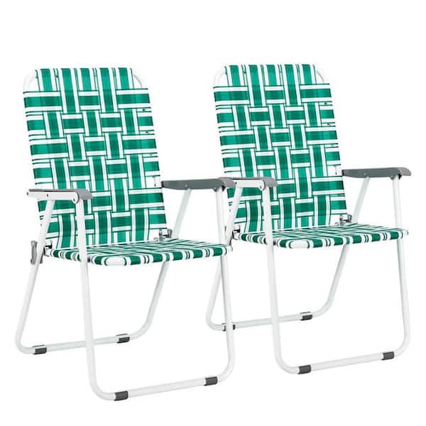 Green Metal Folding Beach Chair, Set of 2 L08KFDWZRC - The Home Depot