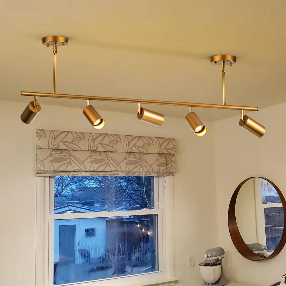 RRTYO Vortex 4 ft. 5-Light Gold Fixed Track Lighting Kit 81010000042338 ...