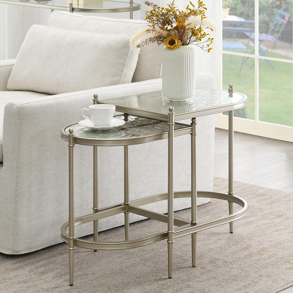 Acme Furniture Zaba 16 in. Champagne Glass Nesting End Table with No ...