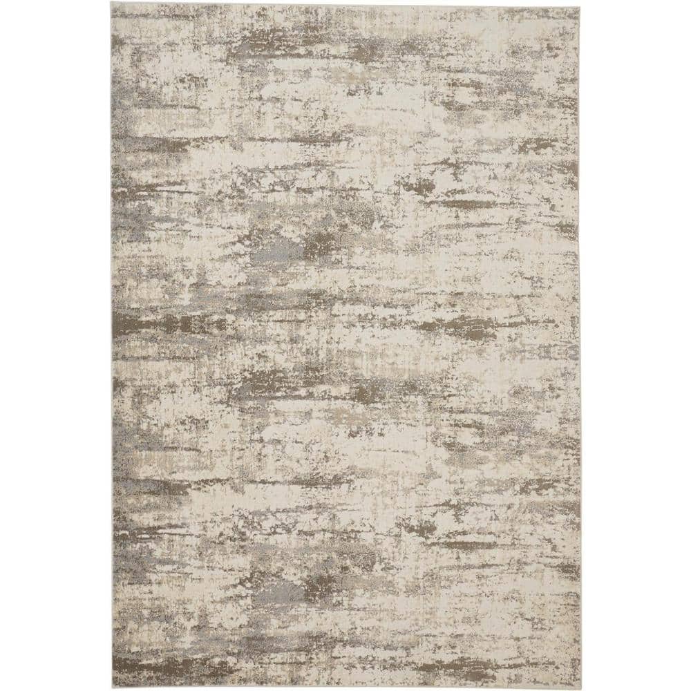 HomeRoots Brown and Ivory Abstract 9 ft. x 12 ft. Area Rug 2000514730 ...