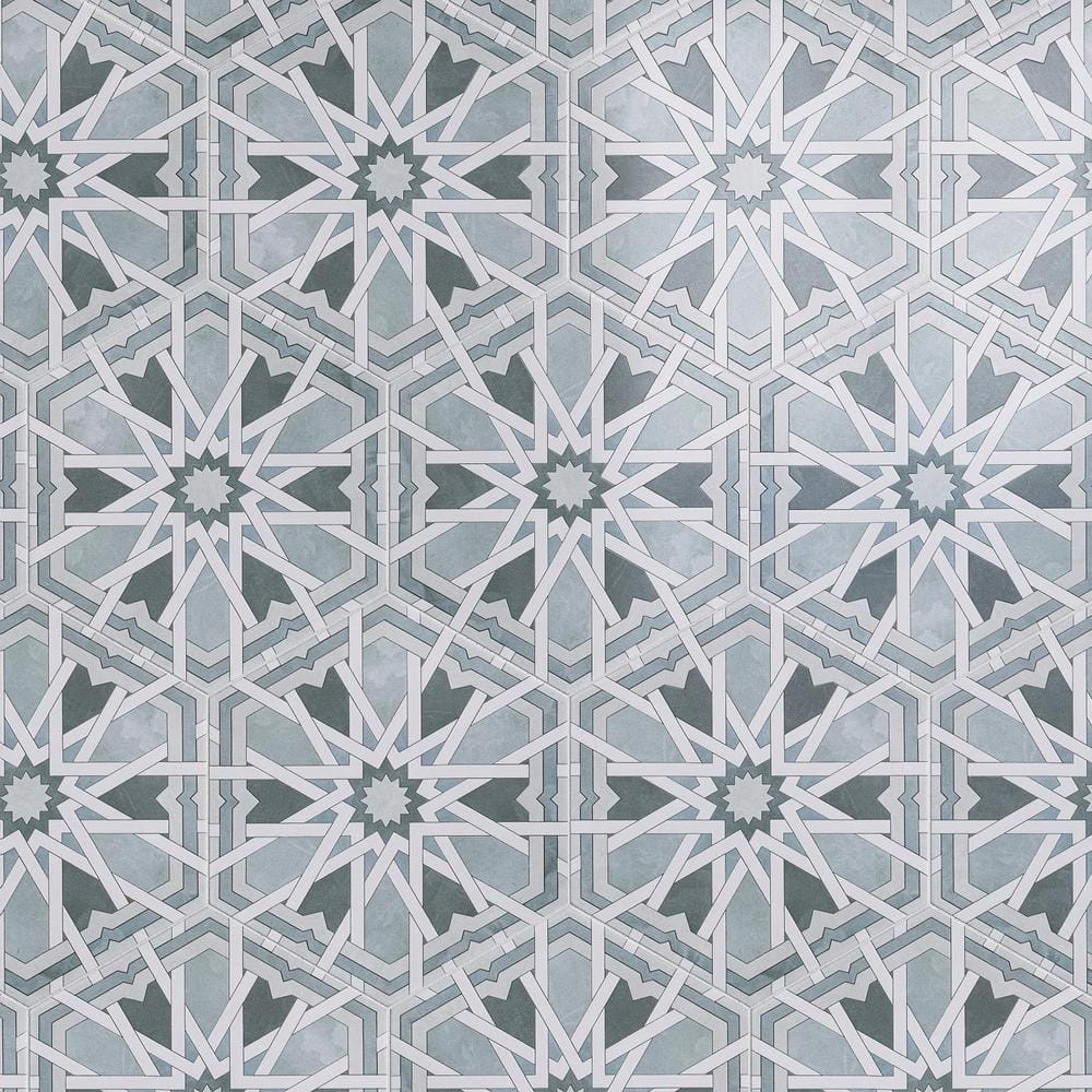 MOLOVO Radiant Sage Gray Hexagon 7.88 in. x 9.45 in. Matte Porcelain ...