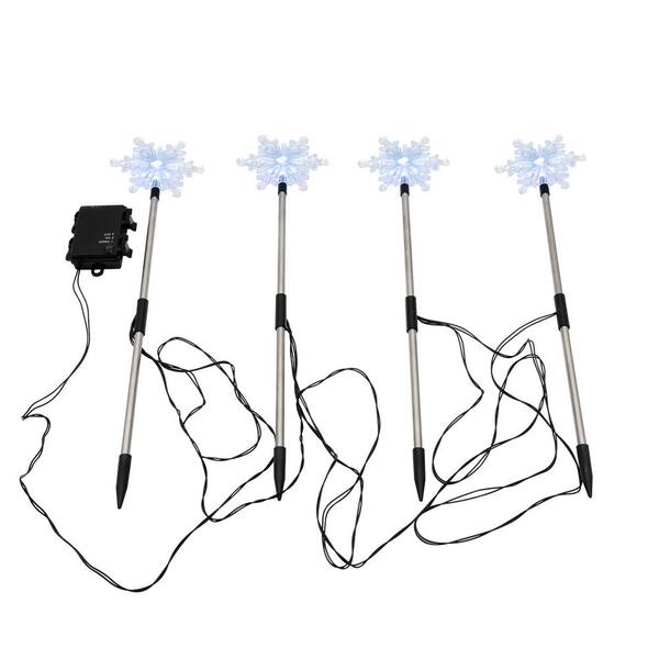 LUMABASE 15 in. Battery Operated Snowflake Yard Lights (Set of 4) 61604 ...