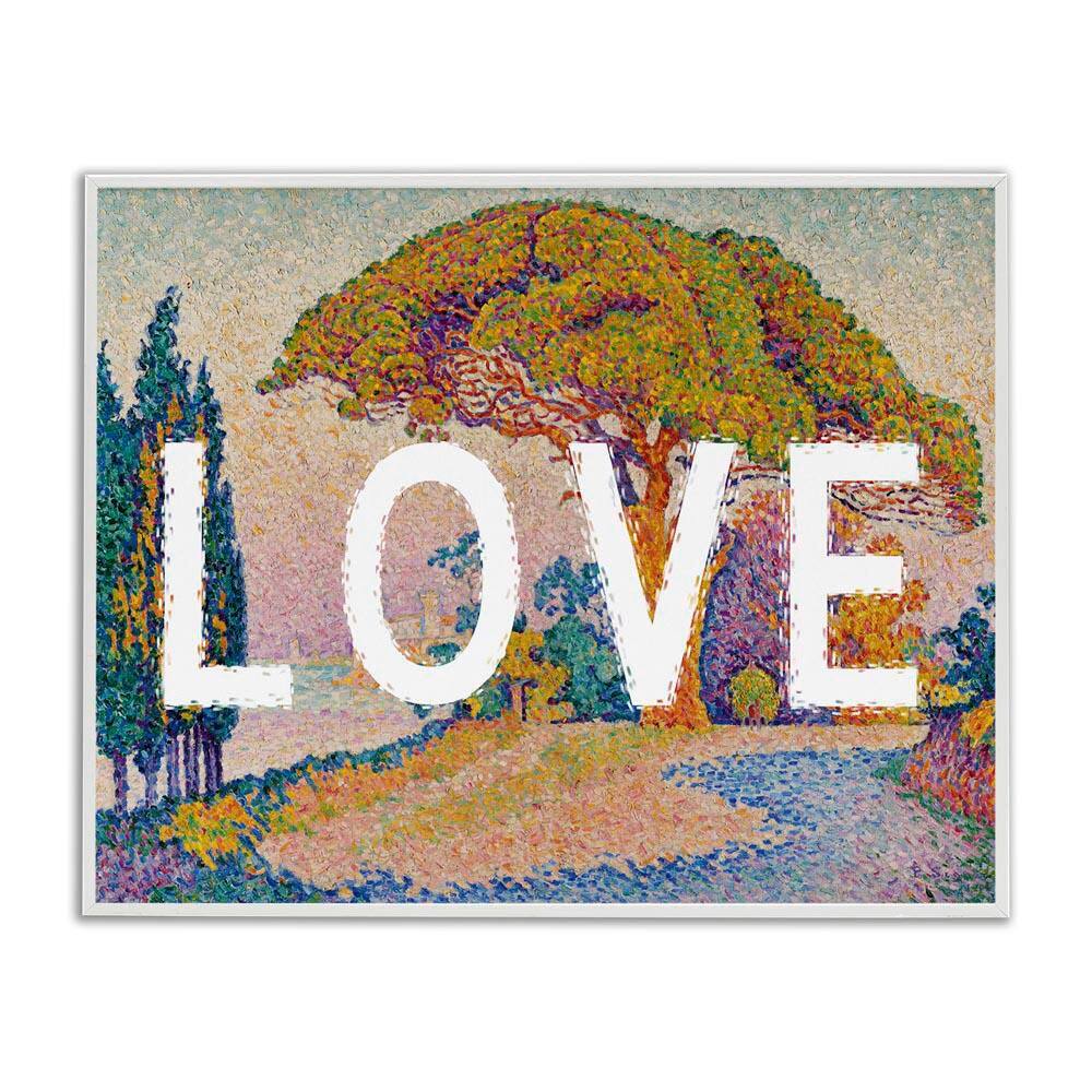 Stupell Industries Impressionist Love over Landscape by Daphne Polselli White Framed Nature ...